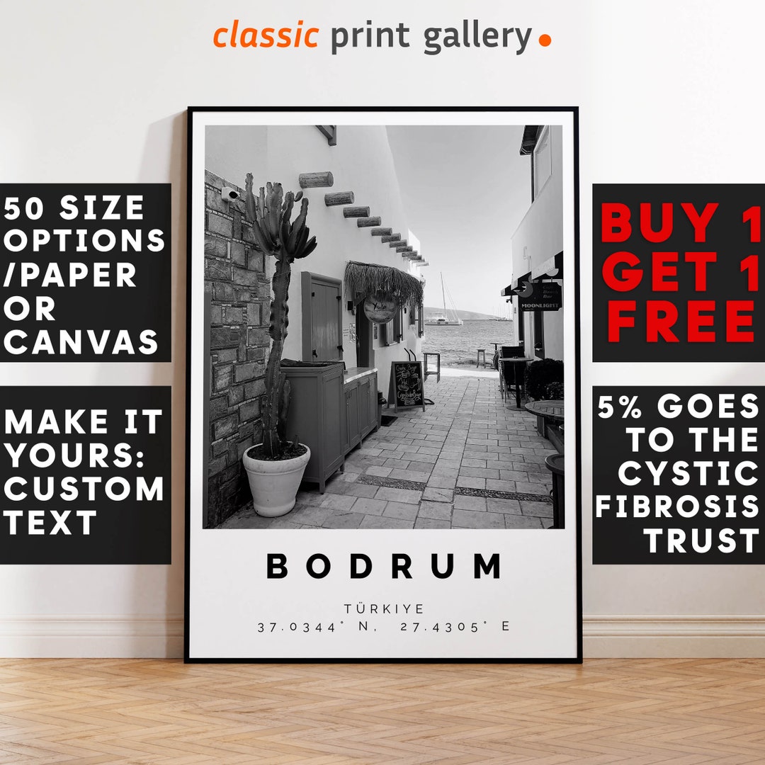 Bodrum Poster Black and White Print, Bodrum Wall Art, Bodrum Travel ...