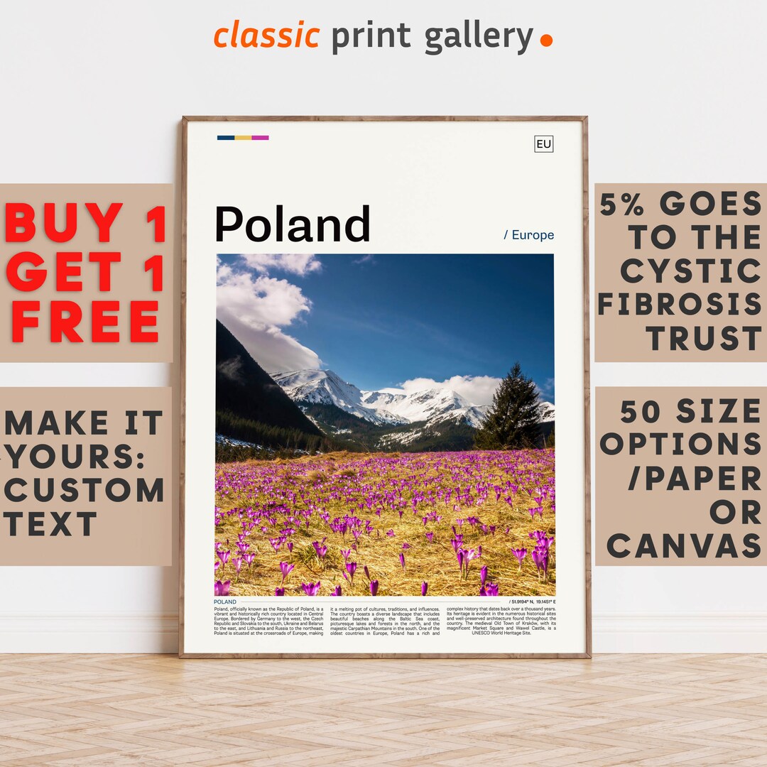 Poland Print, Poland Wall Art, Poland Color Poster With Text ...