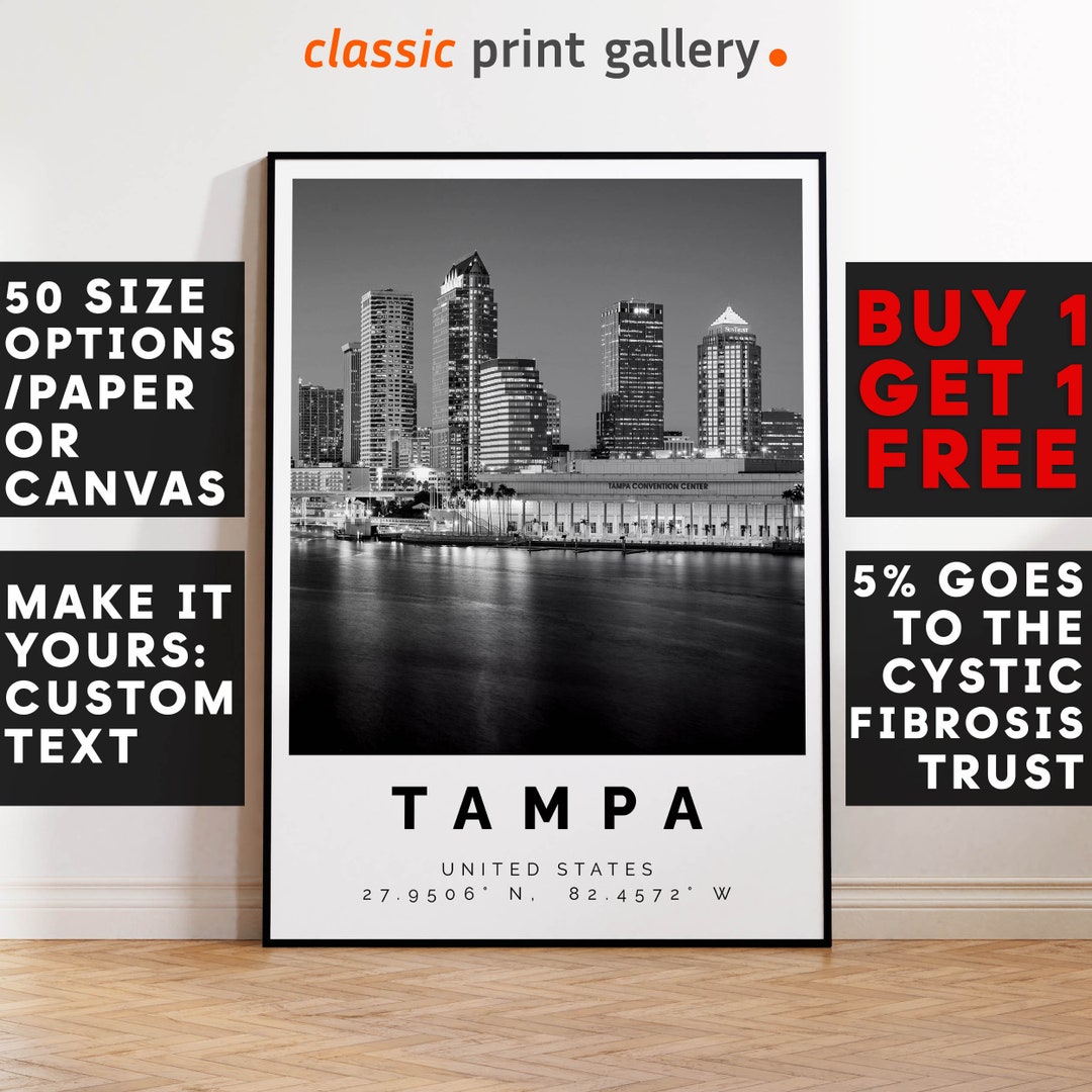 Tampa Print Black and White Photo, Tampa Wall Art, Tampa Travel Poster ...