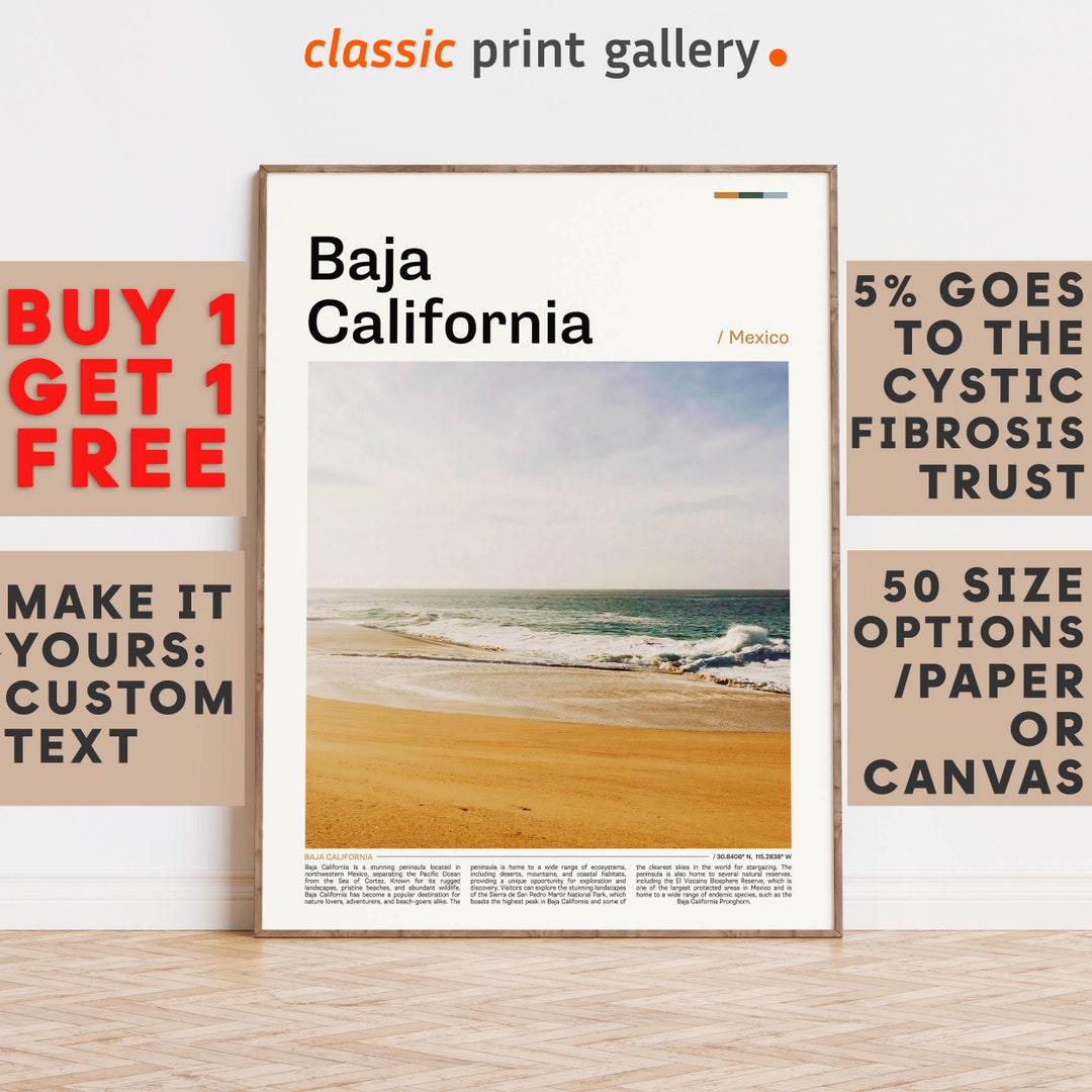 Baja California Print, Baja California Wall Art, Baja California Color ...