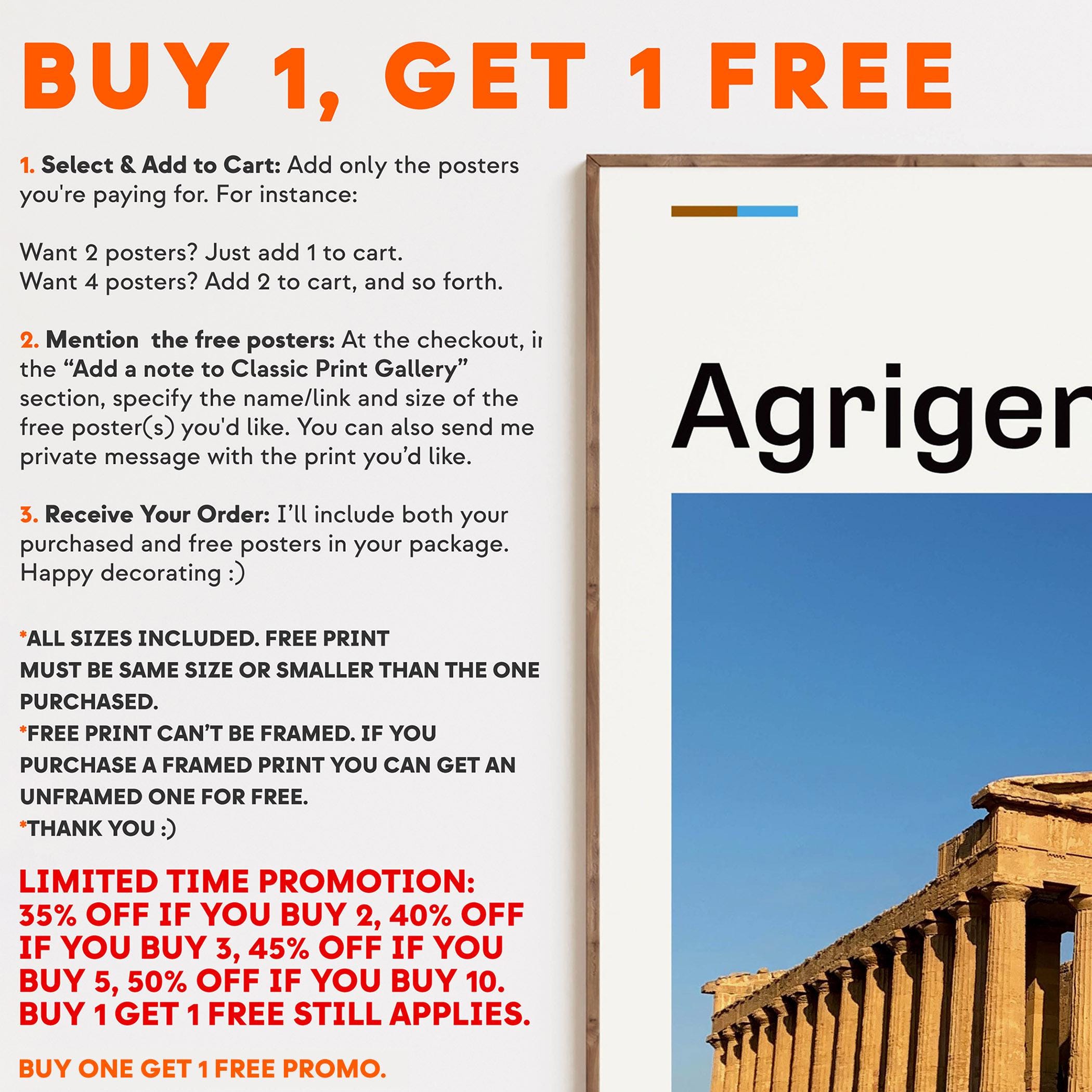 Agrigento Print, Agrigento Wall Art, Agrigento Color Poster With Text ...