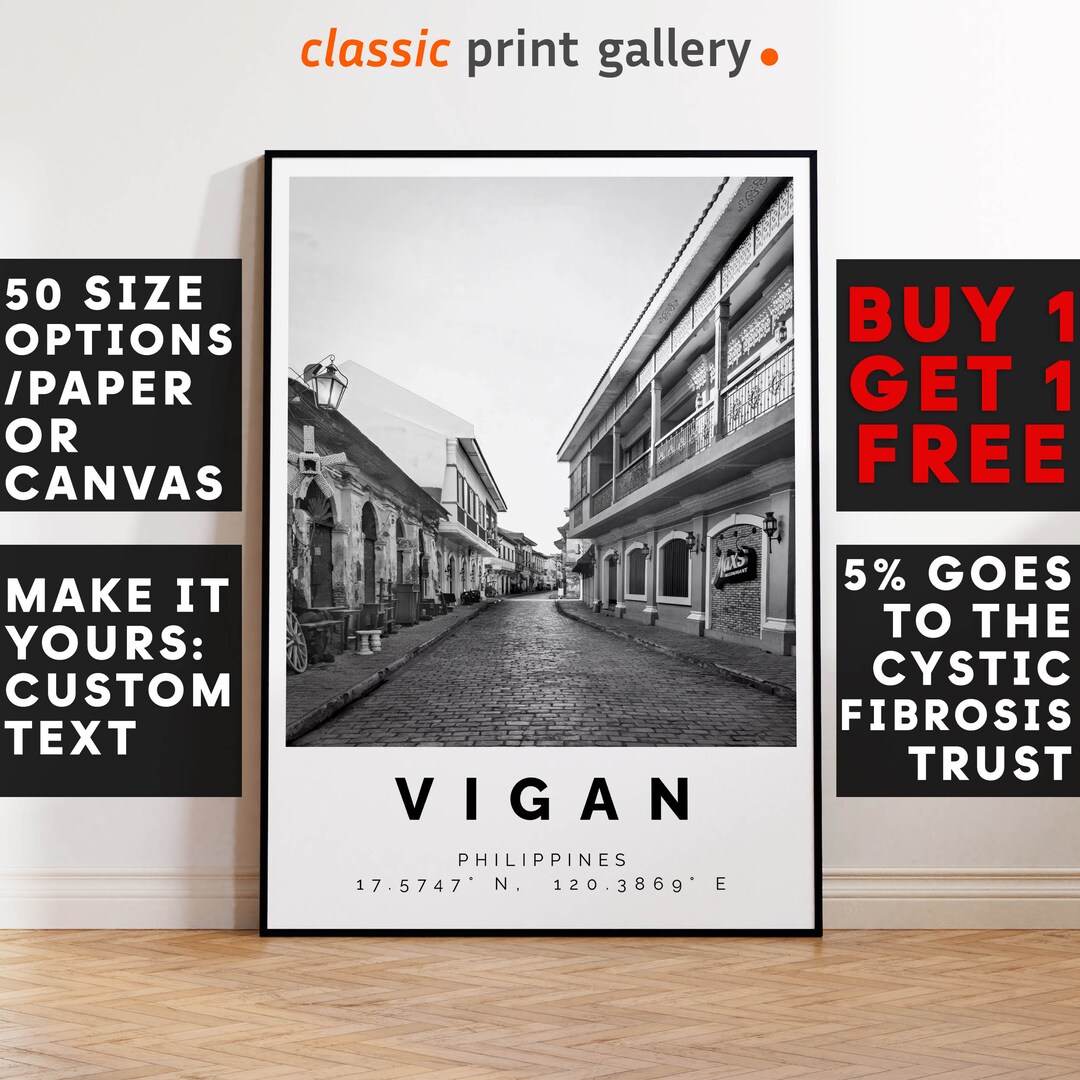 Vigan Poster Black and White Print, Vigan Wall Art, Vigan , Vigan Photo ...