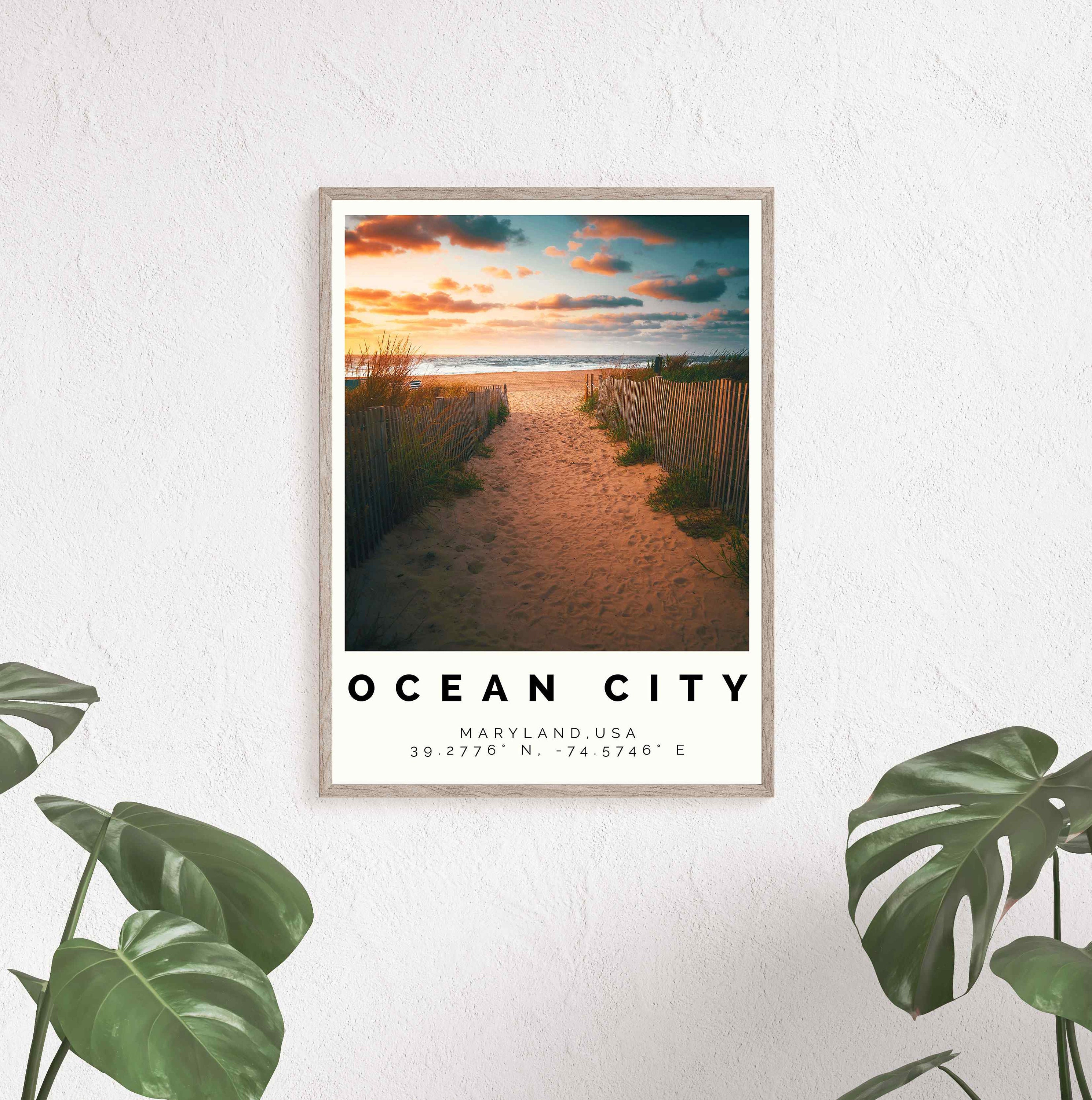 Ocean City Poster Colorful Print Ocean City Wall Art Ocean - Etsy