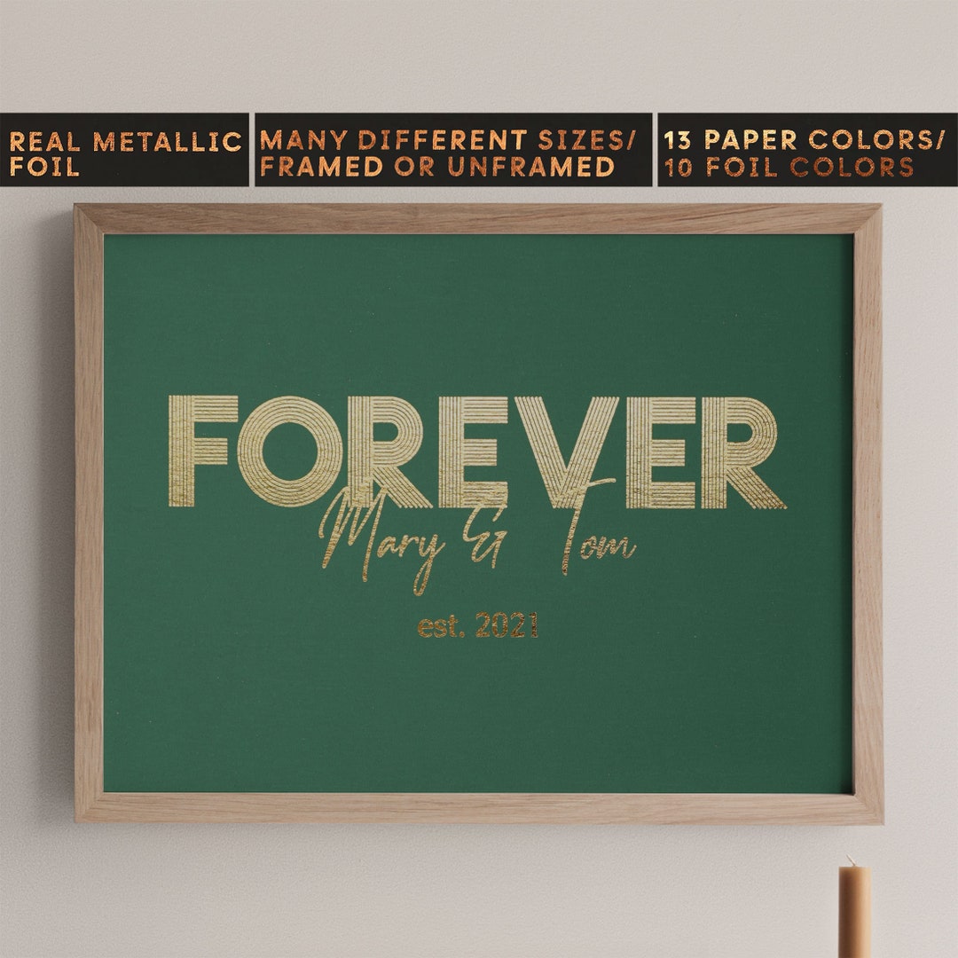 Forever Anniversary Gift Foil Print for Couple | a3 A4 A5 | anniversary Gifts for Her | copper ...