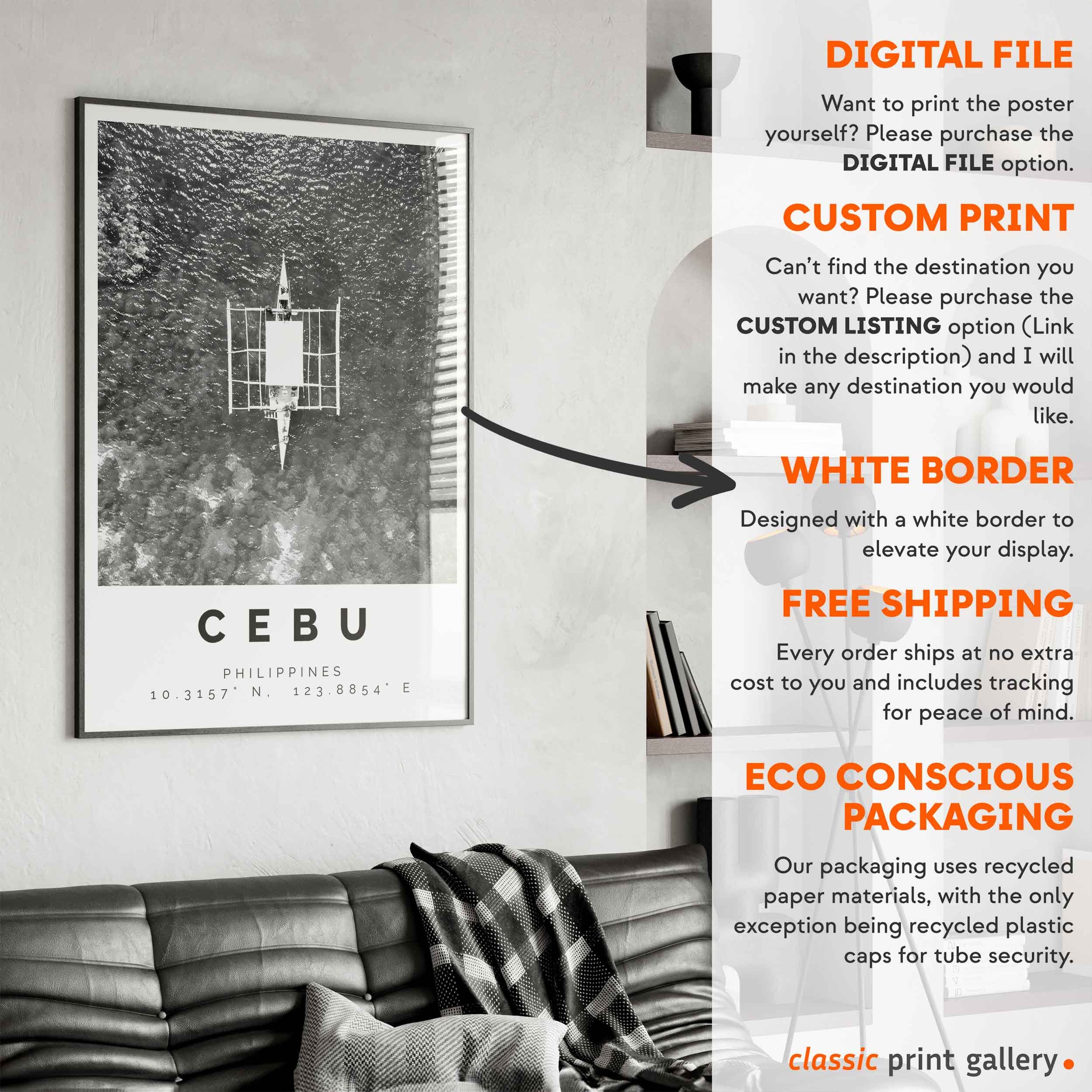 Cebu Poster Print, Cebu Wall Art, Housewarming Gift, Housewarming ...