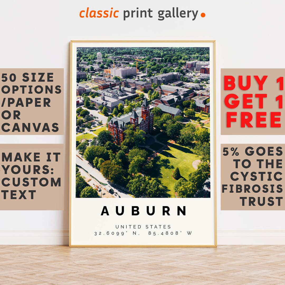 Auburn Poster Colorful Print, Auburn Wall Art, Auburn Photo Decor ...