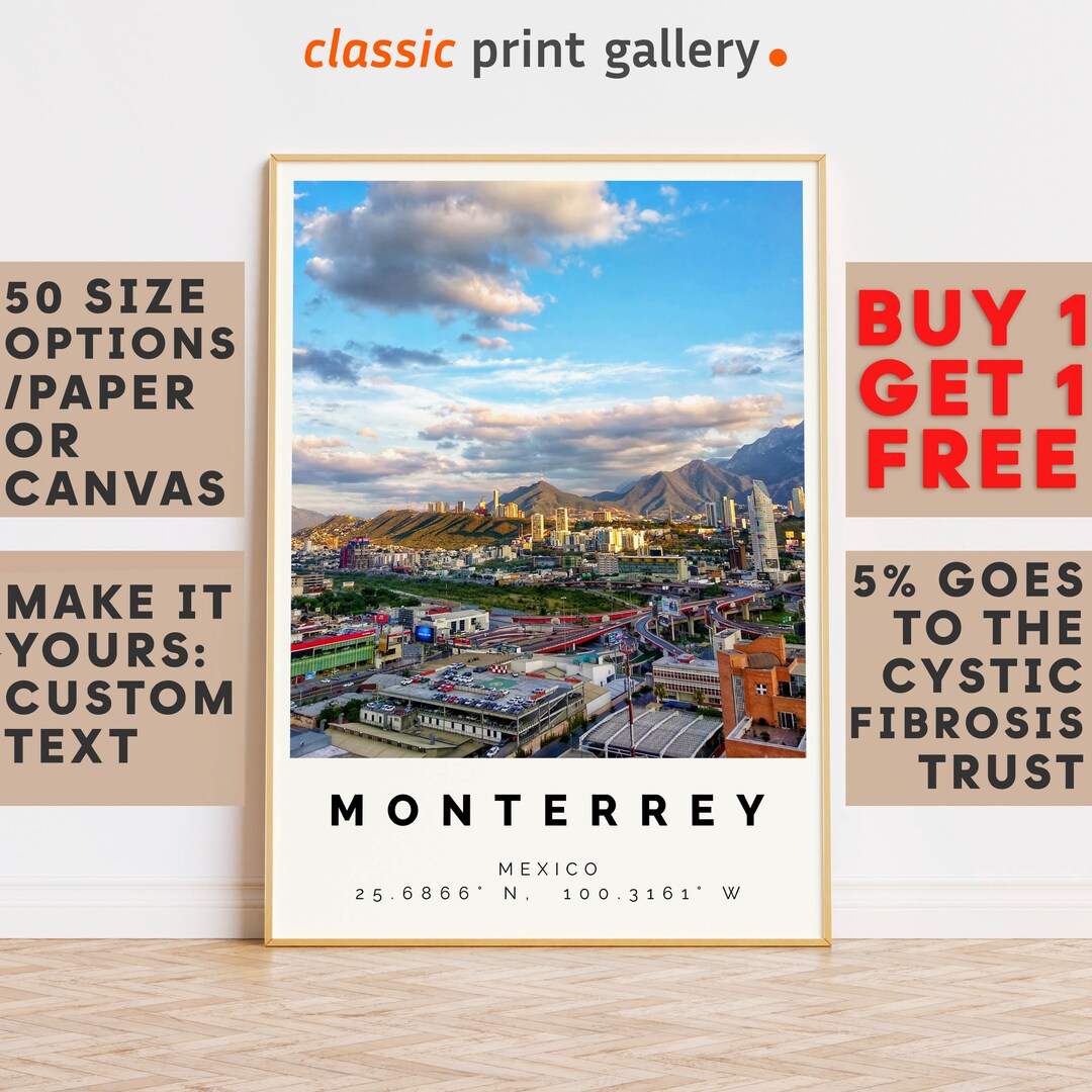 Monterrey Poster Colorful Print, Monterrey Wall Art, Monterrey Photo ...