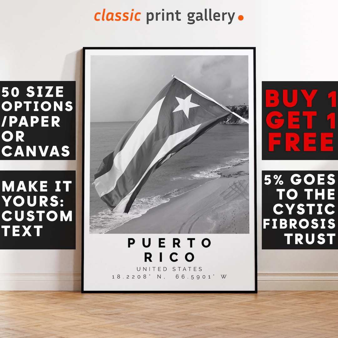 Puerto Rico Poster,puerto Rico Print,puerto Rico Black and White ...