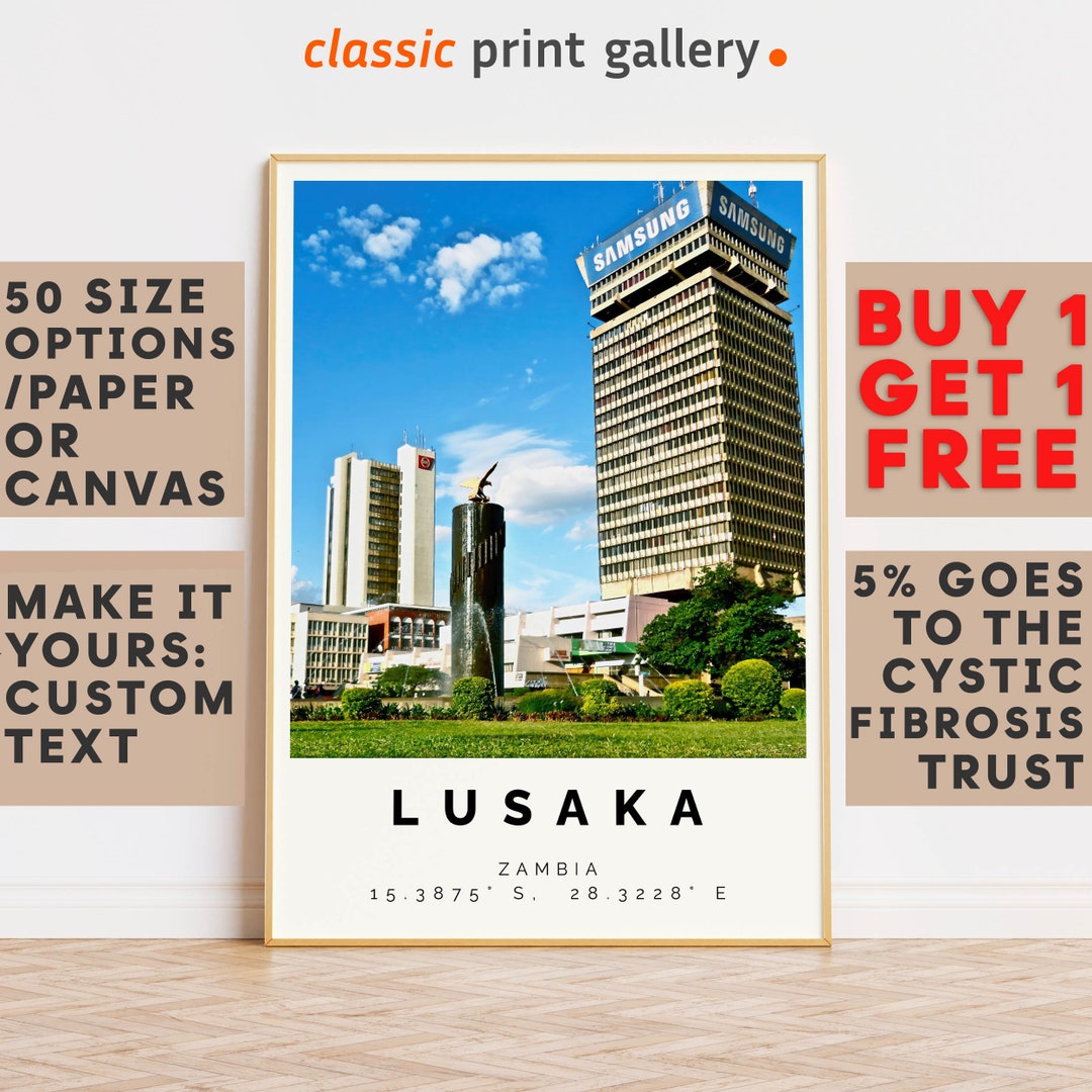 Lusaka Poster Colorful Print, Lusaka Wall Art, Lusaka Photo Decor ...