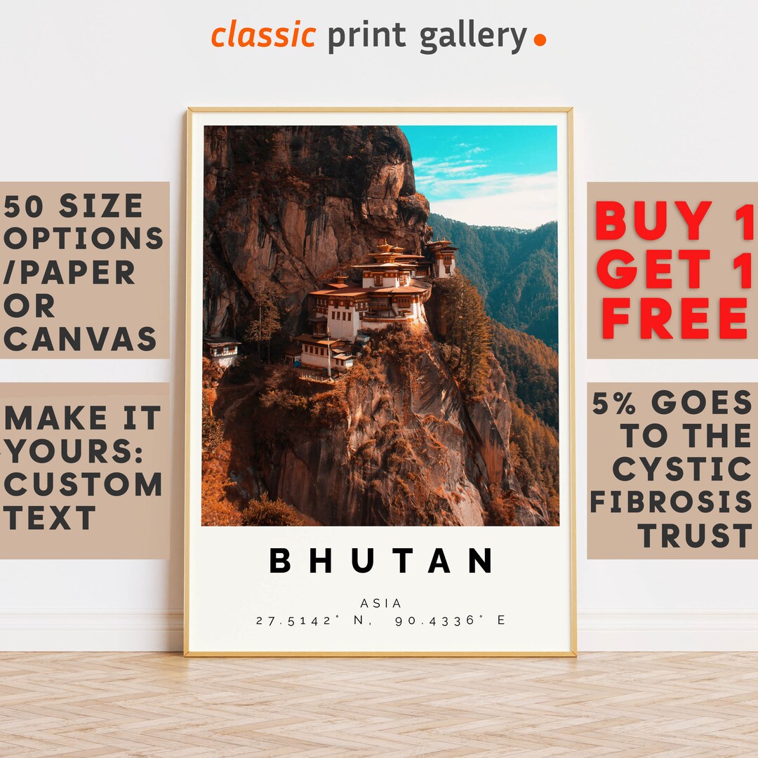 Bhutan Poster Colorful Print, Bhutan Wall Art, Bhutan Photo Decor ...