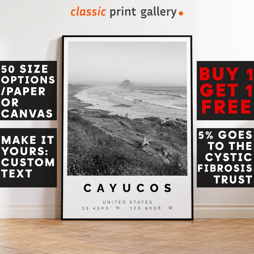 Cayucos Poster Black and White Print, Cayucos Wall Art, Cayucos Travel ...