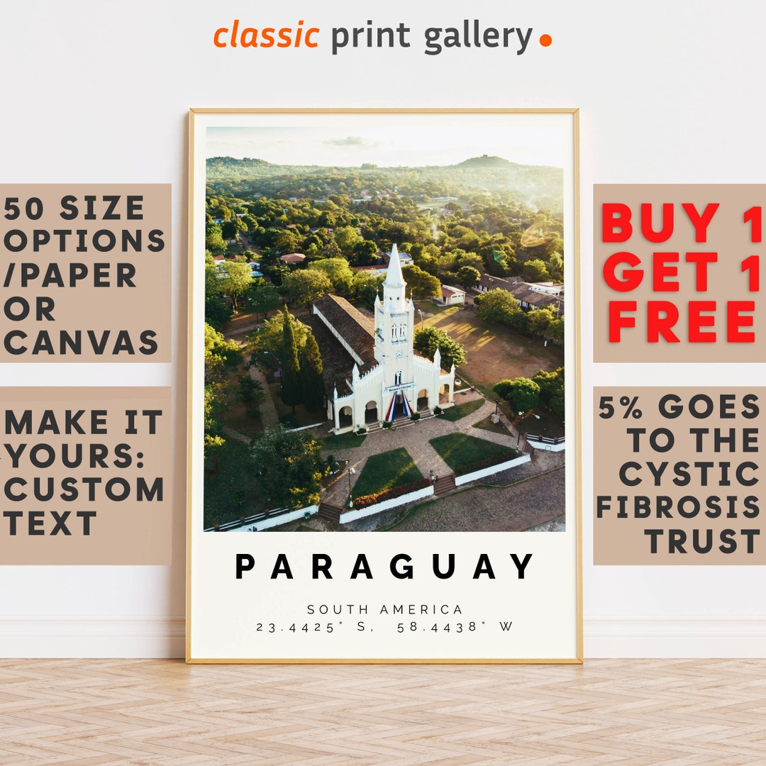 Paraguay Poster Colorful Print, Paraguay Wall Art, Paraguay Photo Decor ...