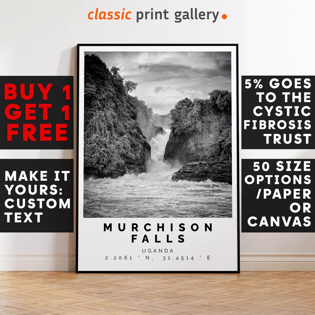 Murchison Falls Print,murchison Falls Wall Art,murchison Falls Black ...