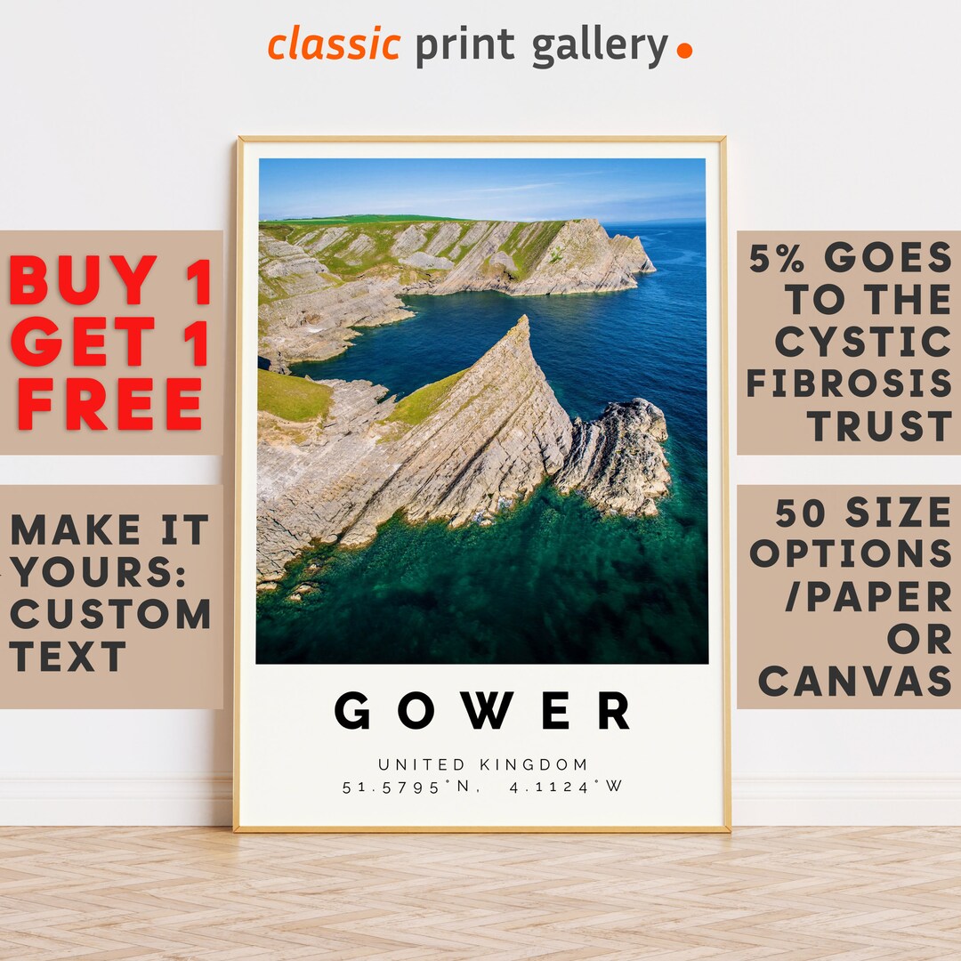 Gower Print,gower Wall Art,gower Colorful Poster,personalized Birthday ...