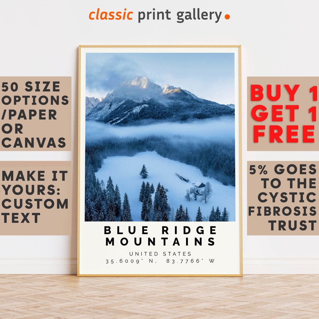 Blue Ridge Mountains Poster Colorful Print, Blue Ridge Mountains Wall ...
