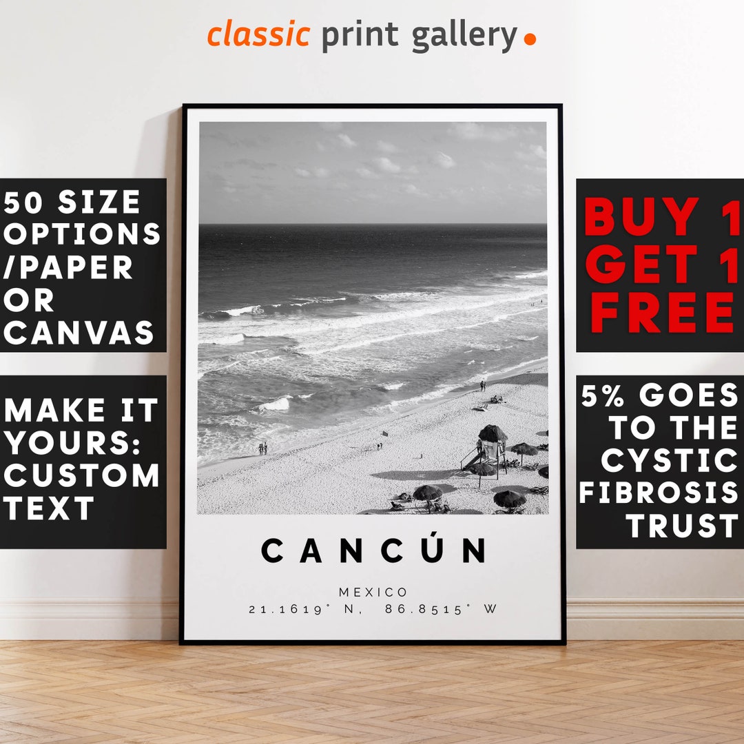 Cancun Poster Black and White Print, Cancun Wall Art, Cancun Travel ...