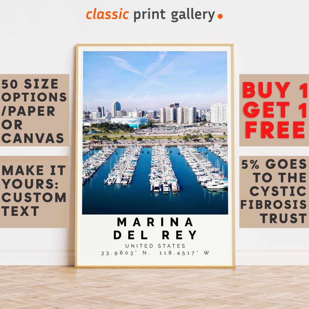 Marina Del Rey Poster Colorful Print, Marina Del Rey Wall Art, Marina ...