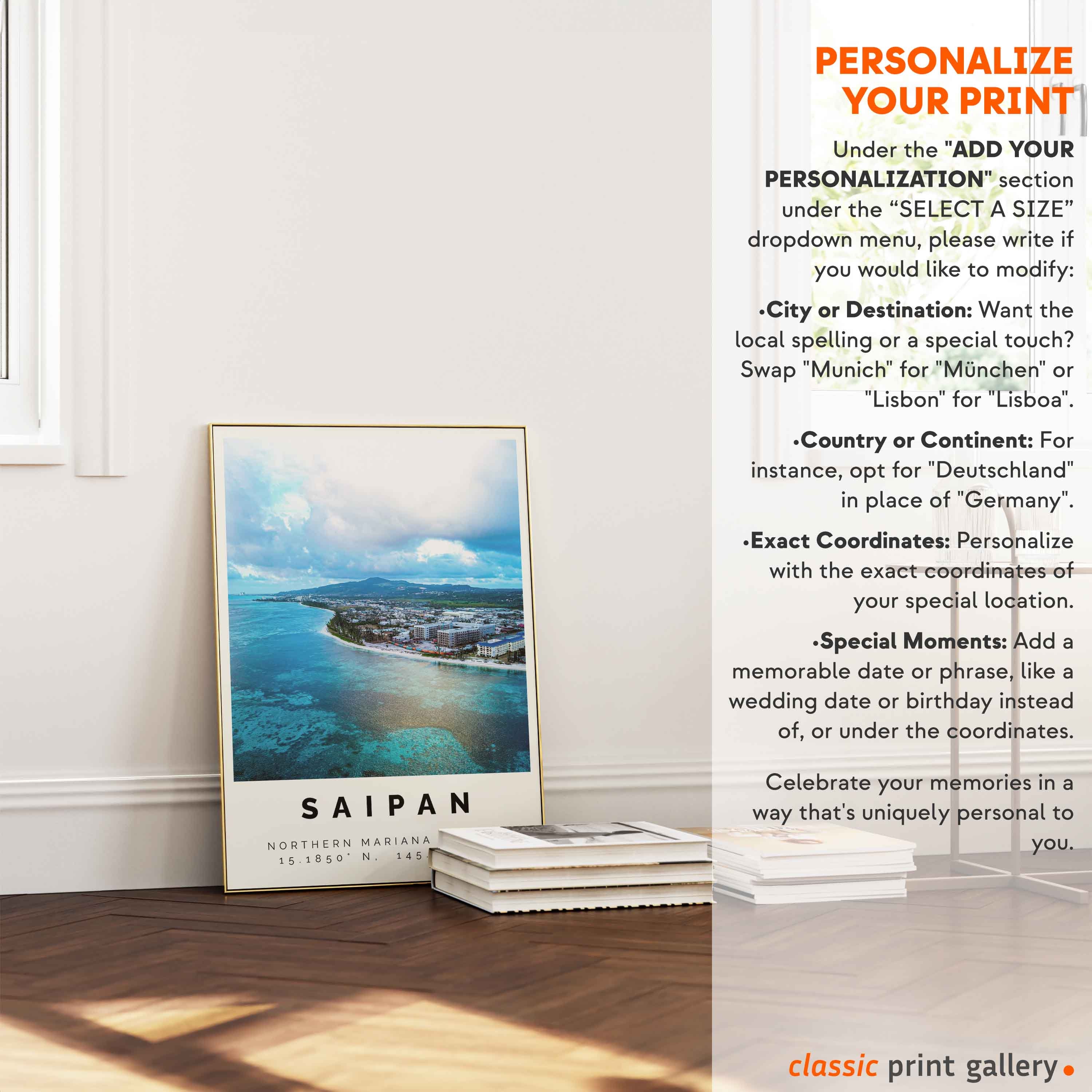 Saipan Poster Colorful Print, Saipan Wall Art, Saipan Photo Decor ...