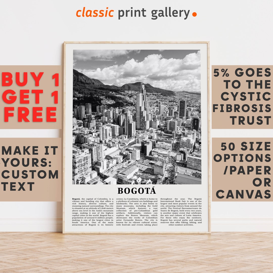 Bogota Print, Bogota Wall Art, Bogota Black and White Poster ...