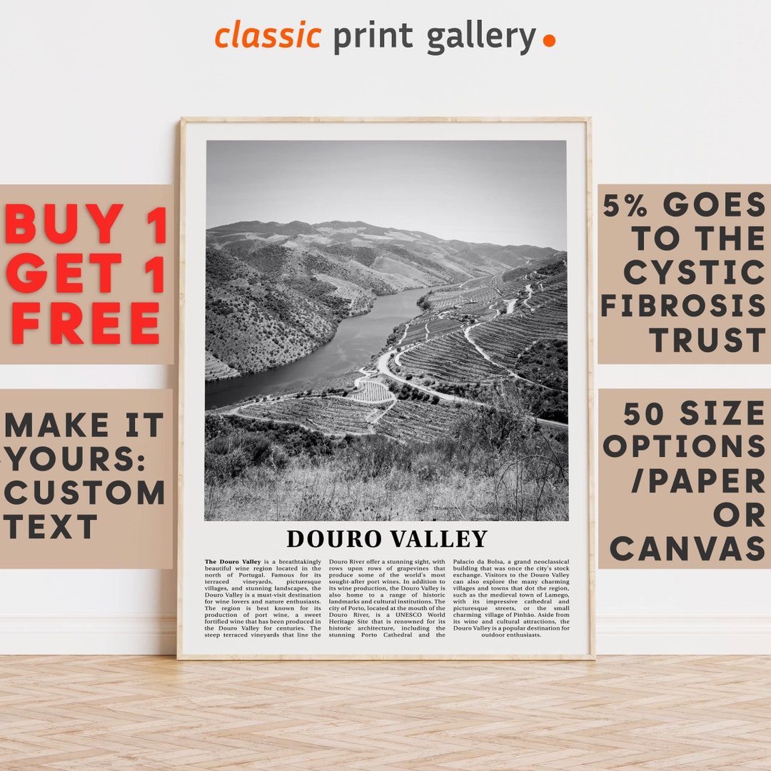 Douro Valley Print, Douro Valley Wall Art, Douro Valley Black and White ...