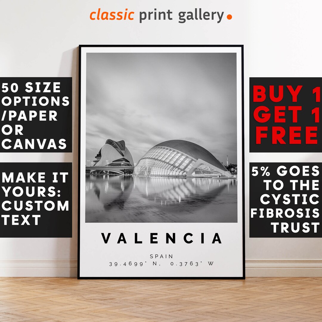 Valencia Print Black and White Photo, Valencia Wall Art, Valencia ...