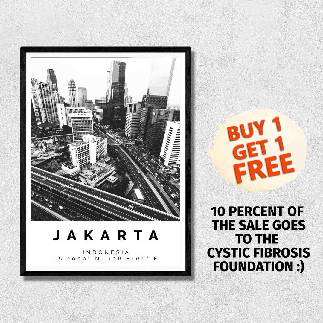 Jakarta Poster Black and White Print Jakarta Wall Art - Etsy