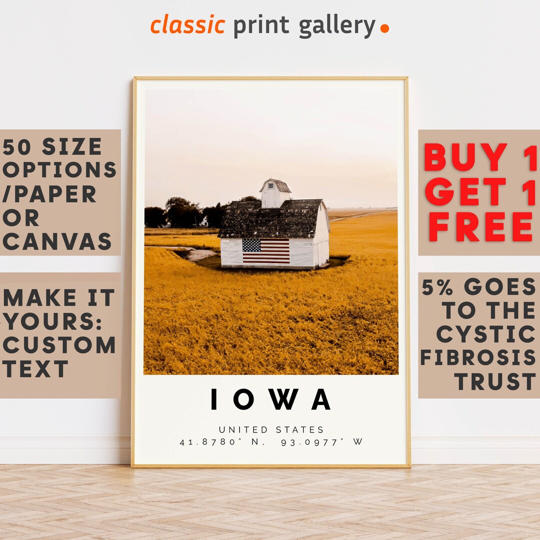 Iowa Poster Colorful Print, Iowa Wall Art, Iowa Photo Decor, Iowa Gift ...
