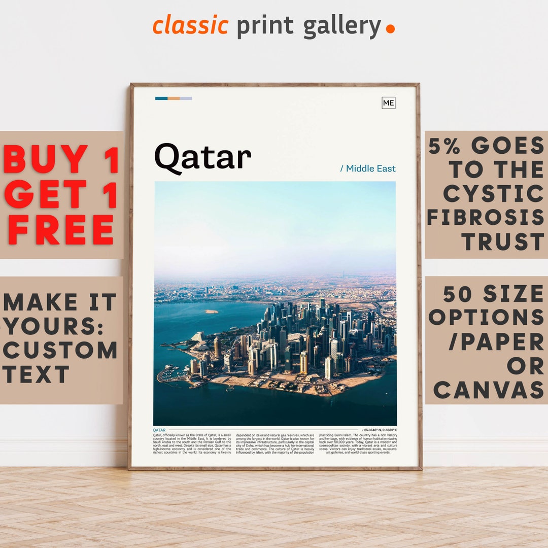 Qatar Print, Qatar Wall Art, Qatar Color Poster With Text, Personalized ...