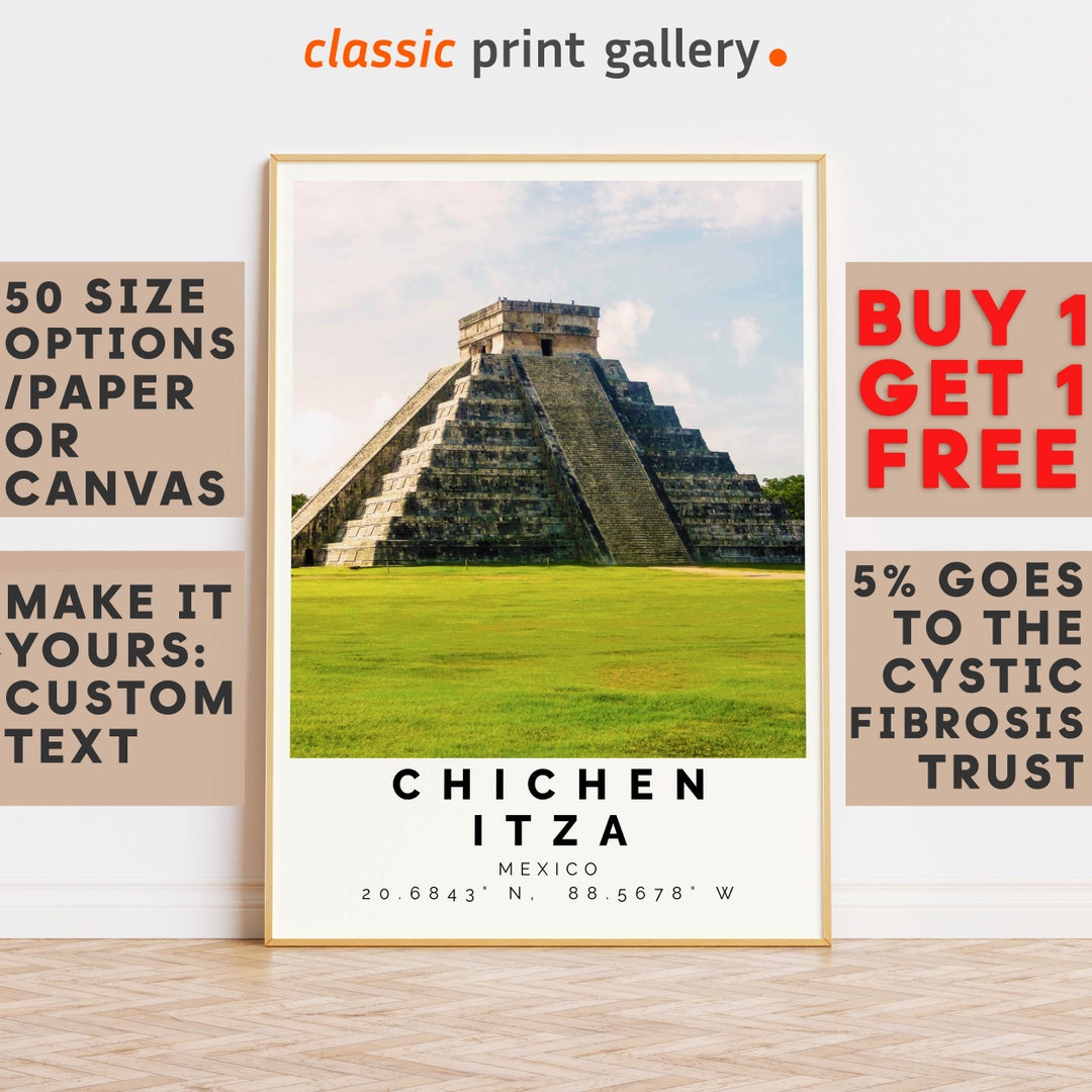 Chichen Itza Poster Colorful Print, Chichen Itza Wall Art, Chichen Itza ...