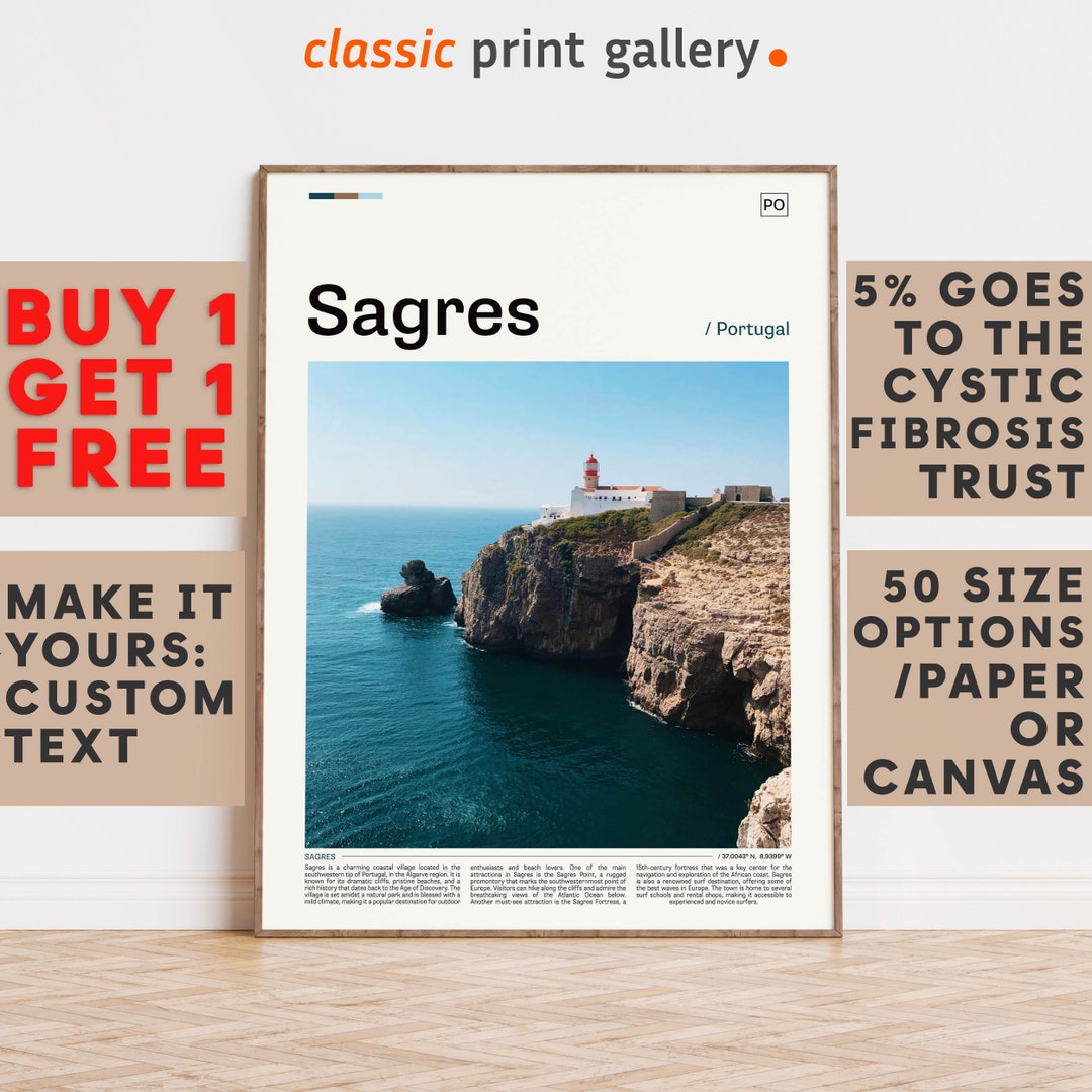 Sagres Print, Sagres Wall Art, Sagres Color Poster With Text ...