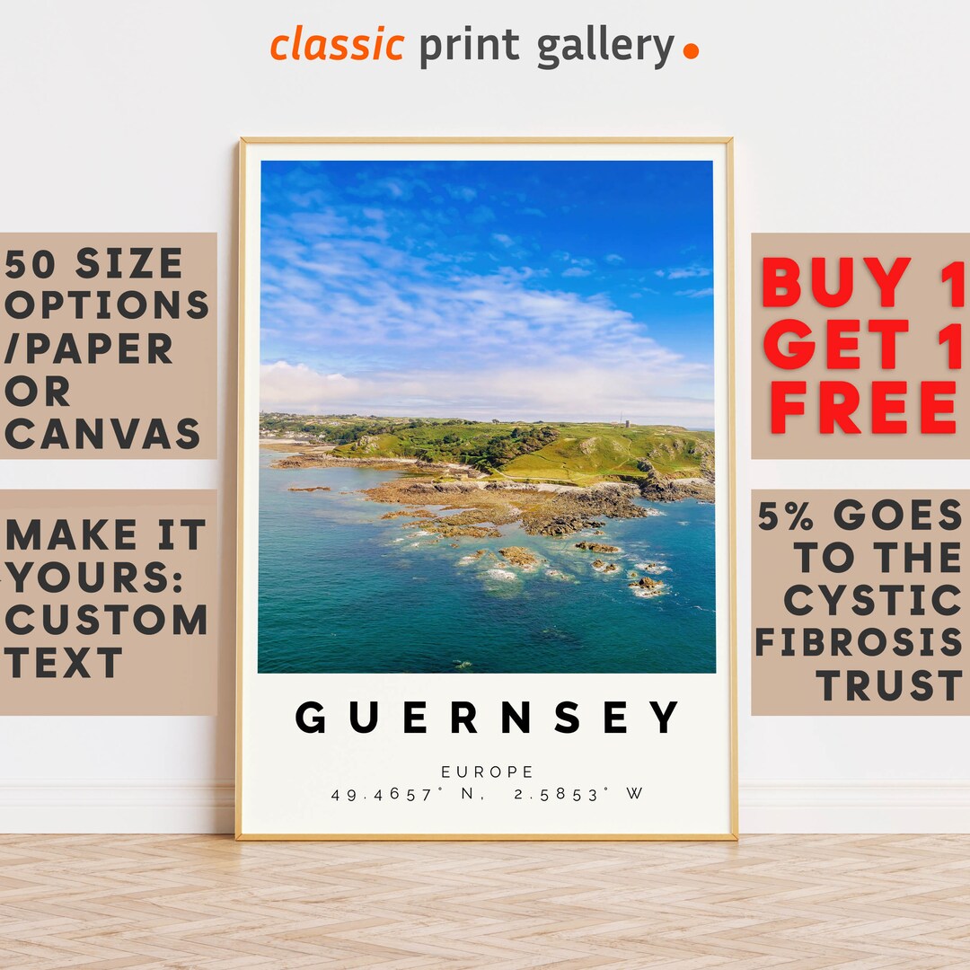 Guernsey Poster Colorful Print, Guernsey Wall Art, Guernsey Photo Decor ...