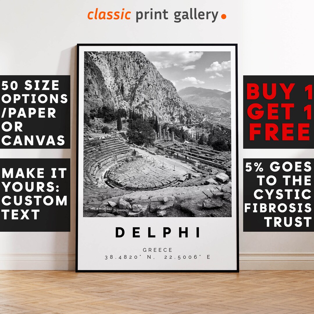 Delphi Poster Black and White Print, Delphi Wall Art, Delphi Travel ...