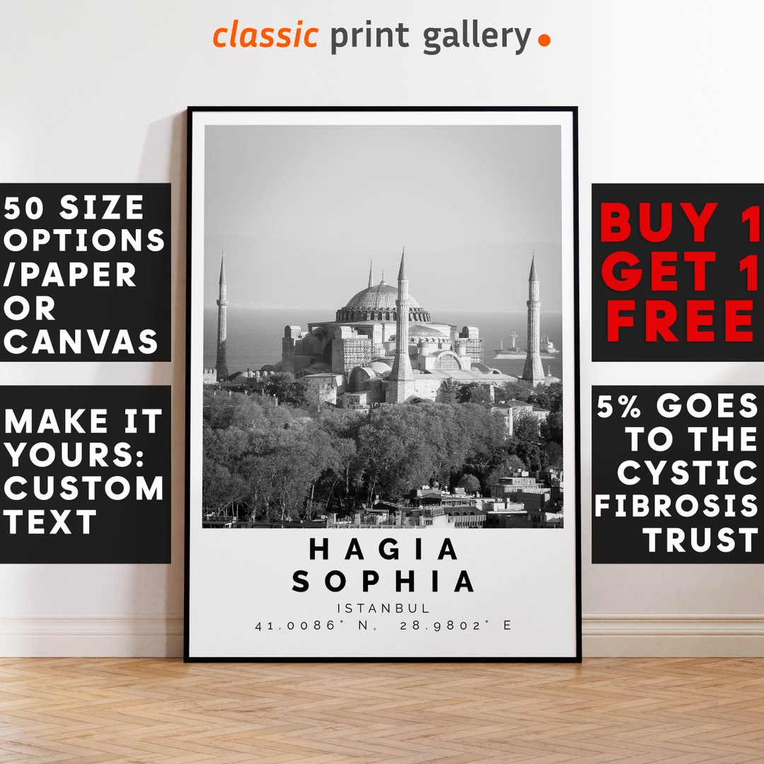 Hagia Sophia Poster Black and White Print, Hagia Sophia Wall Art, Hagia ...