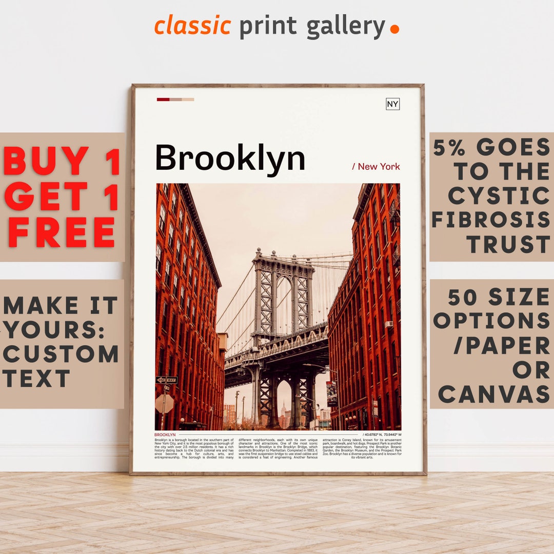 Brooklyn Print, Brooklyn Wall Art, Brooklyn Color Poster With Text ...
