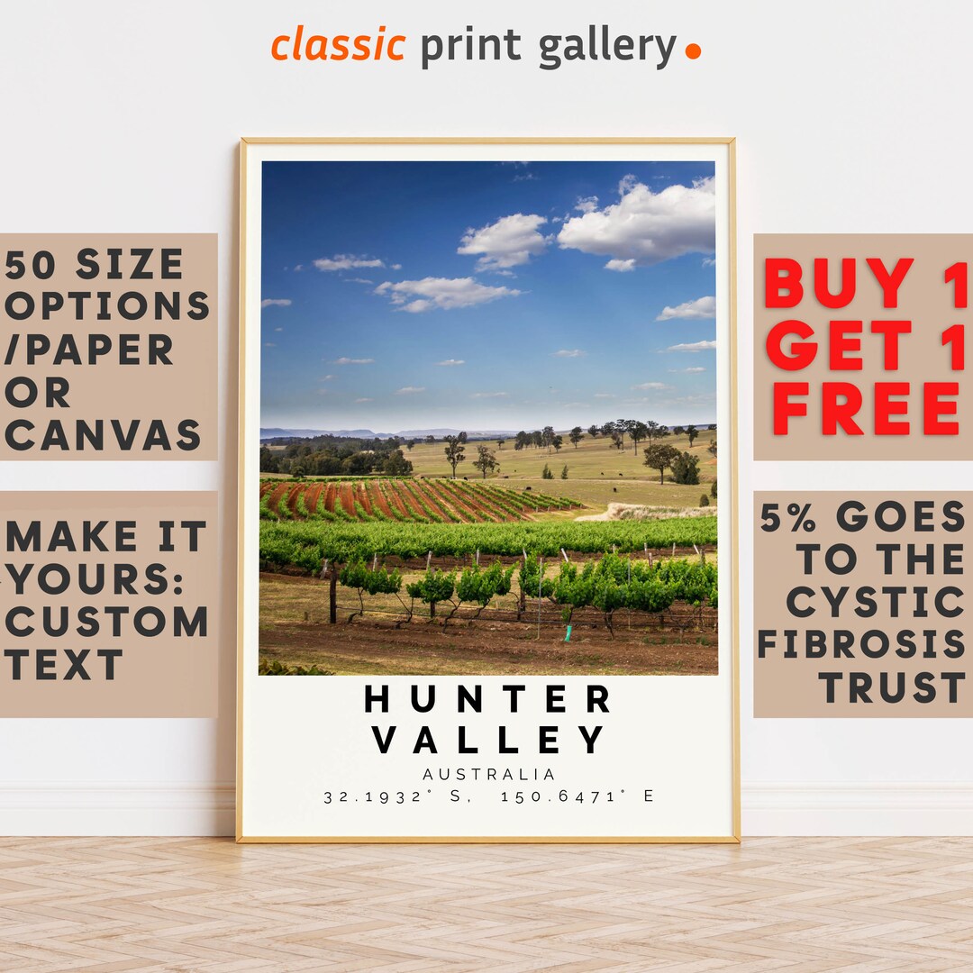 Hunter Valley Poster Colorful Print, Hunter Valley Wall Art, Hunter ...