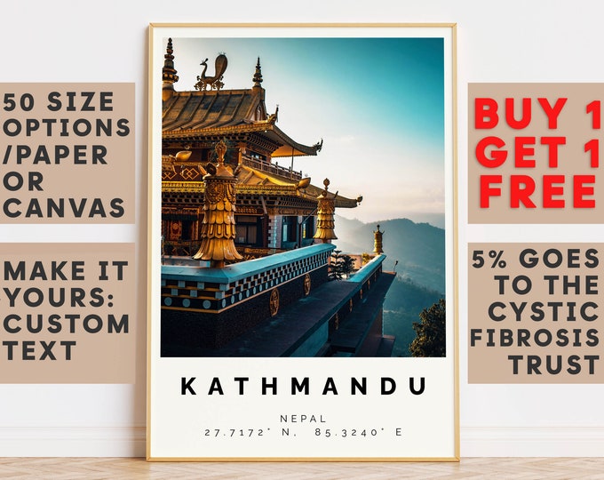 Kathmandu Poster Colorful Print, Kathmandu Wall Art, Kathmandu Photo ...