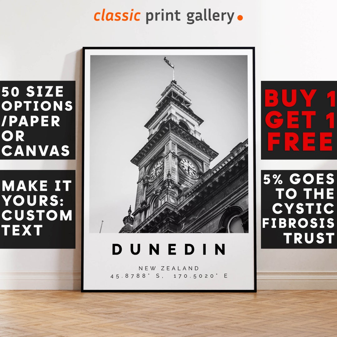 Dunedin Poster Black and White Print, Dunedin Wall Art, Dunedin Travel ...