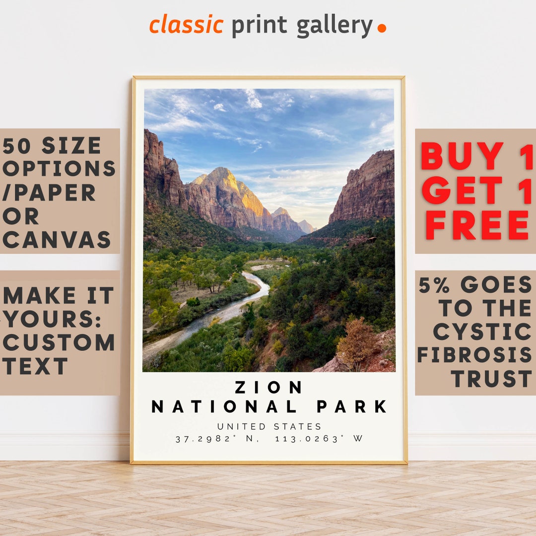 Zion National Park Poster Colorful Print, Zion National Park Wall Art ...