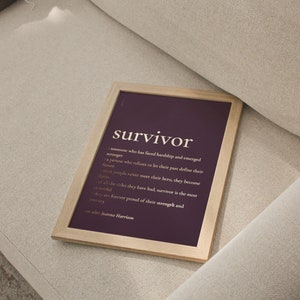 Survivor Definition Gold Foil Print Poster Wall Art | birthday Gift for ...