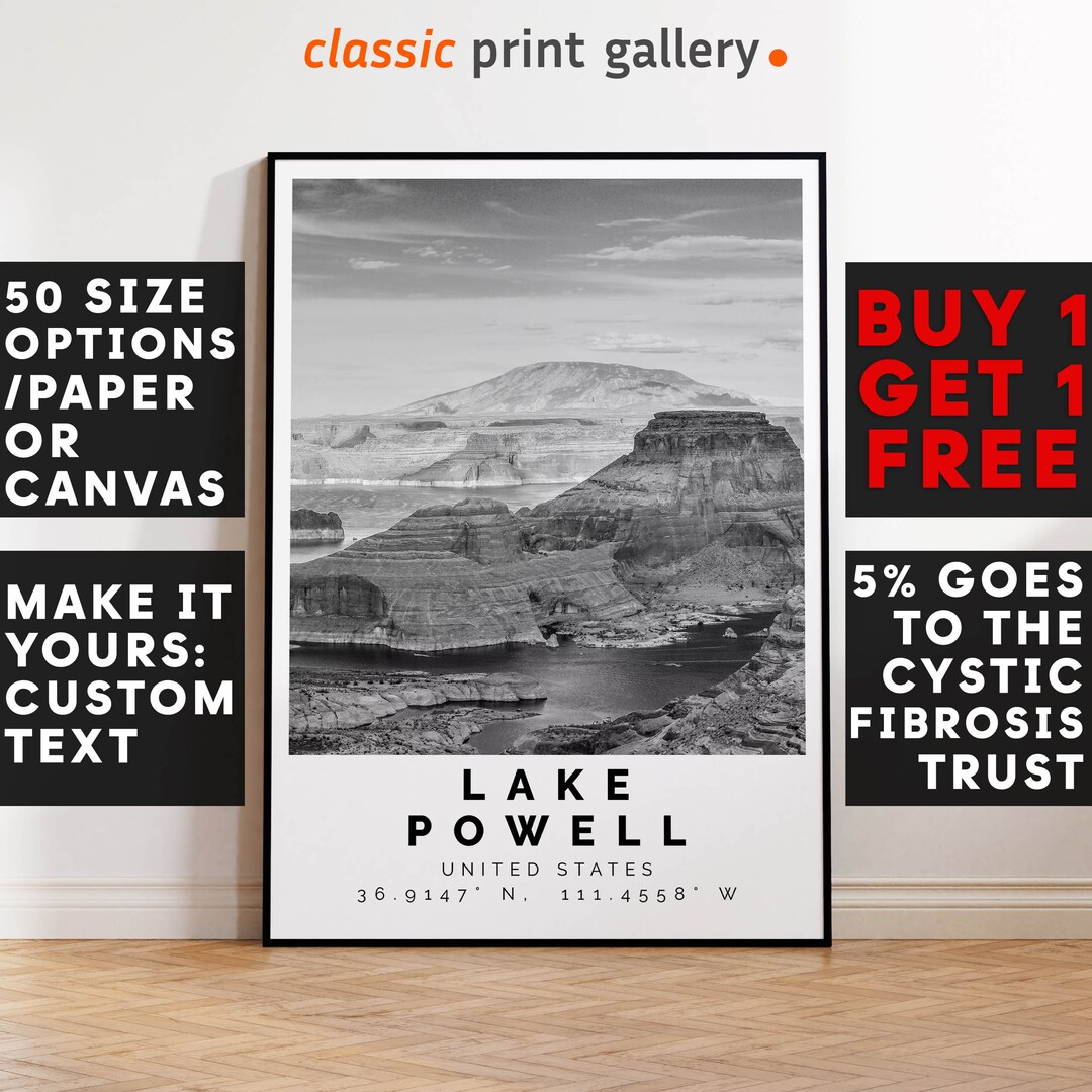 Lake Powell Print Black and White Photo, Lake Powell Wall Art, Lake ...