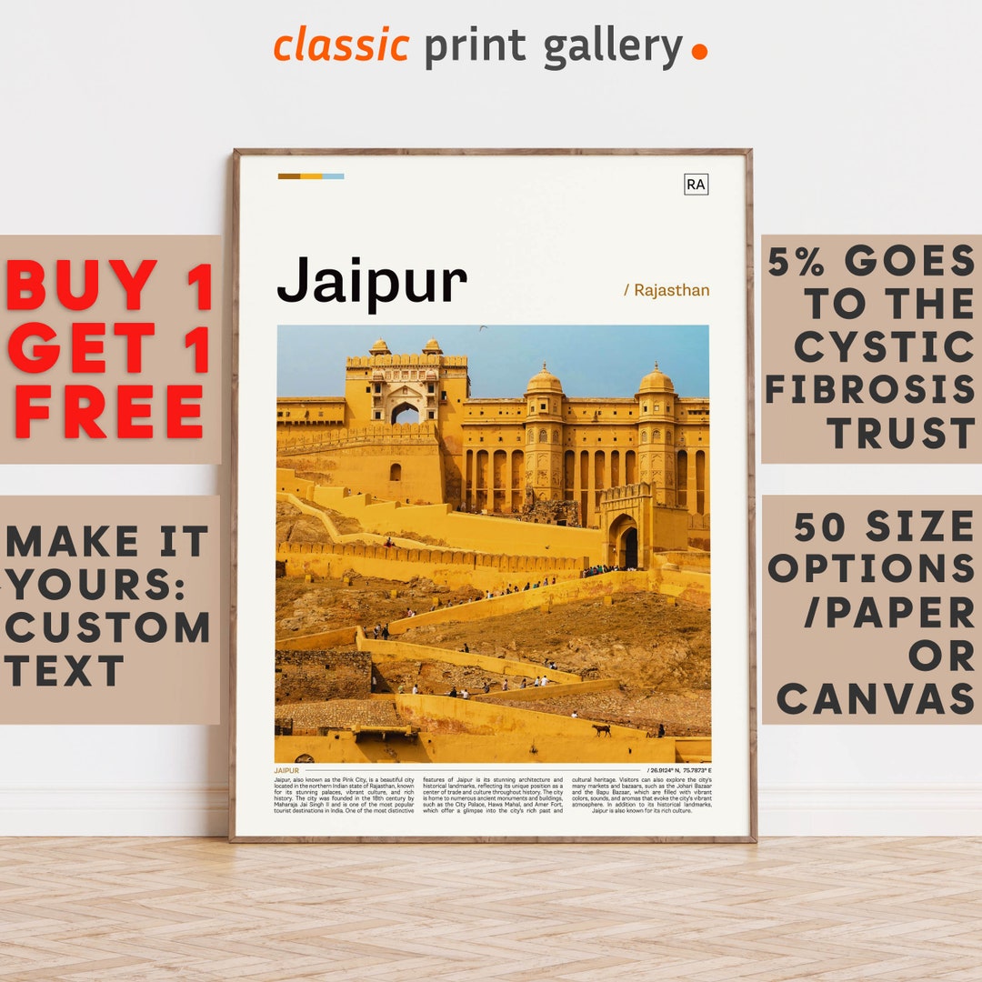 Jaipur Print, Jaipur Wall Art, Jaipur Color Poster With Text ...