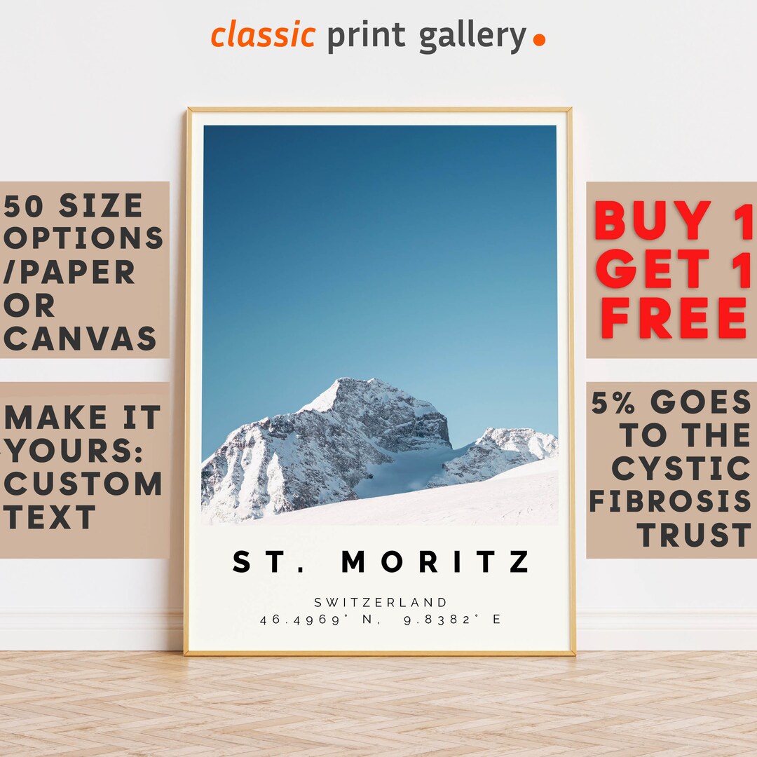 Saint Moritz Poster Colorful Print, Saint Moritz Wall Art, Saint Moritz ...