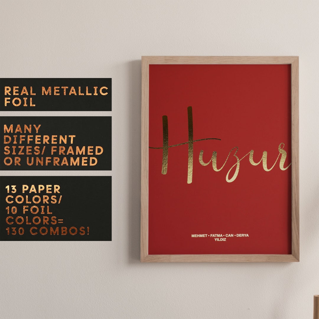 Huzur Turkish Family Print in Gold Foil | surname Print | family Name ...