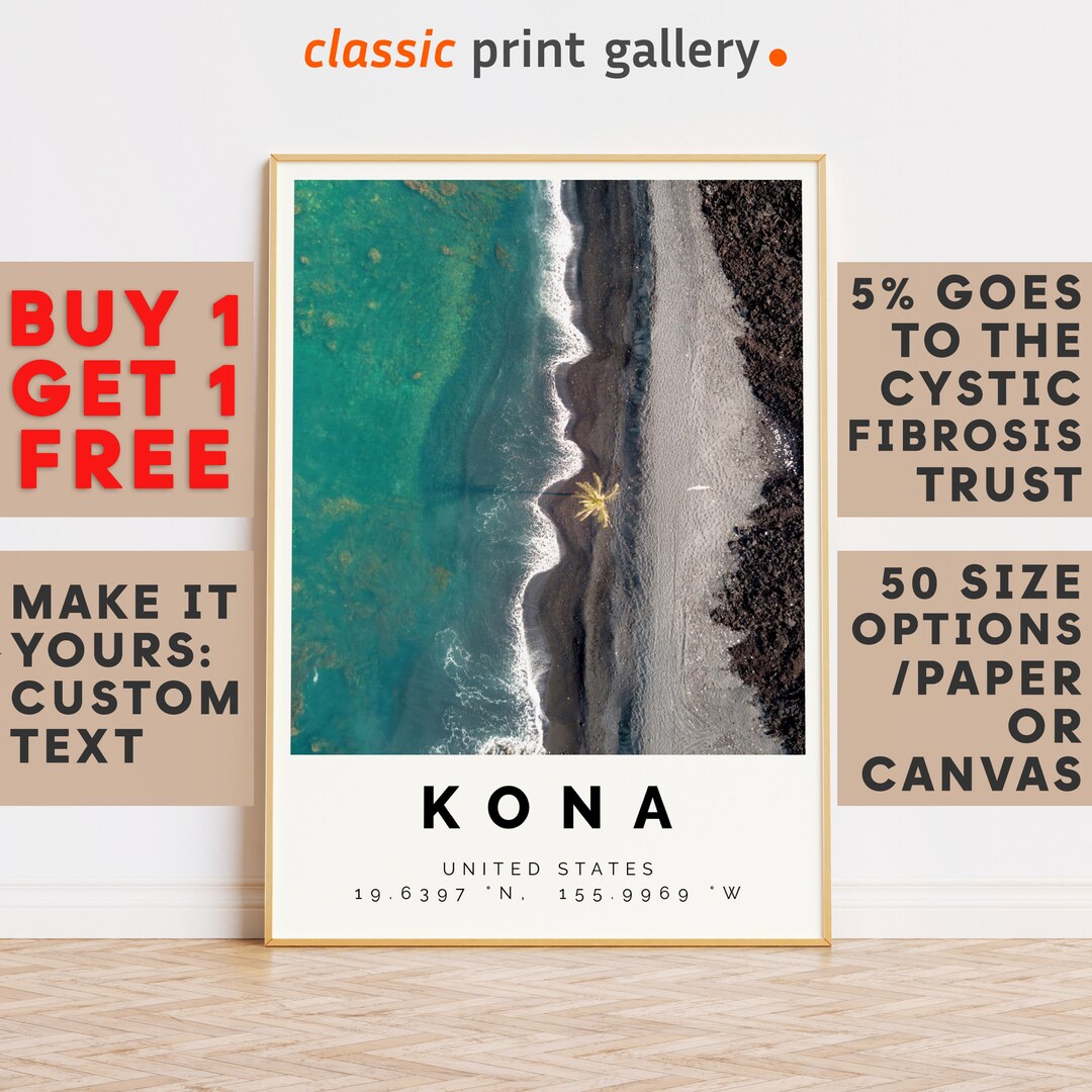 Kona Print,kona Wall Art,kona Colorful Poster,personalized Birthday ...