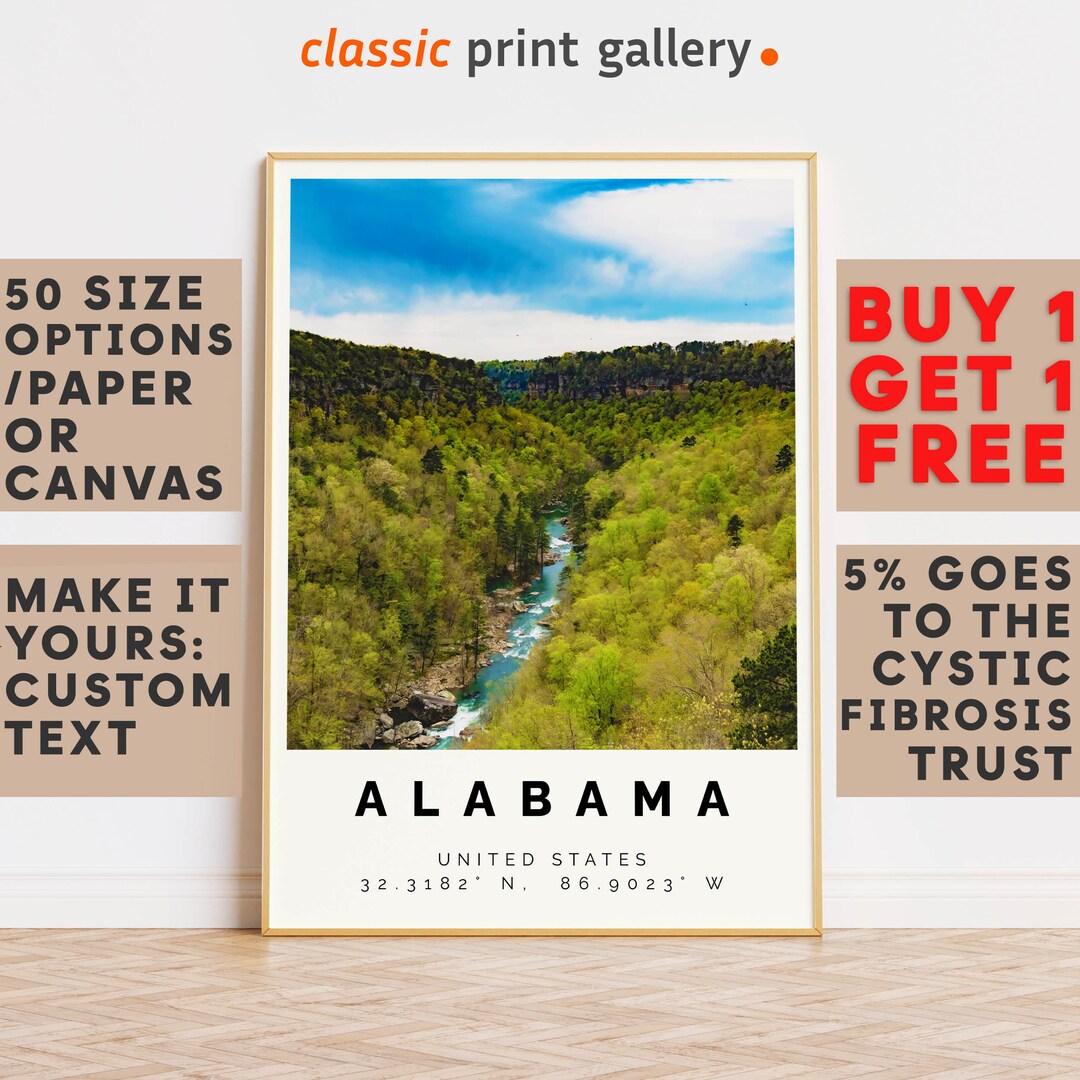Alabama Poster Colorful Print, Alabama Wall Art, Alabama Photo Decor ...