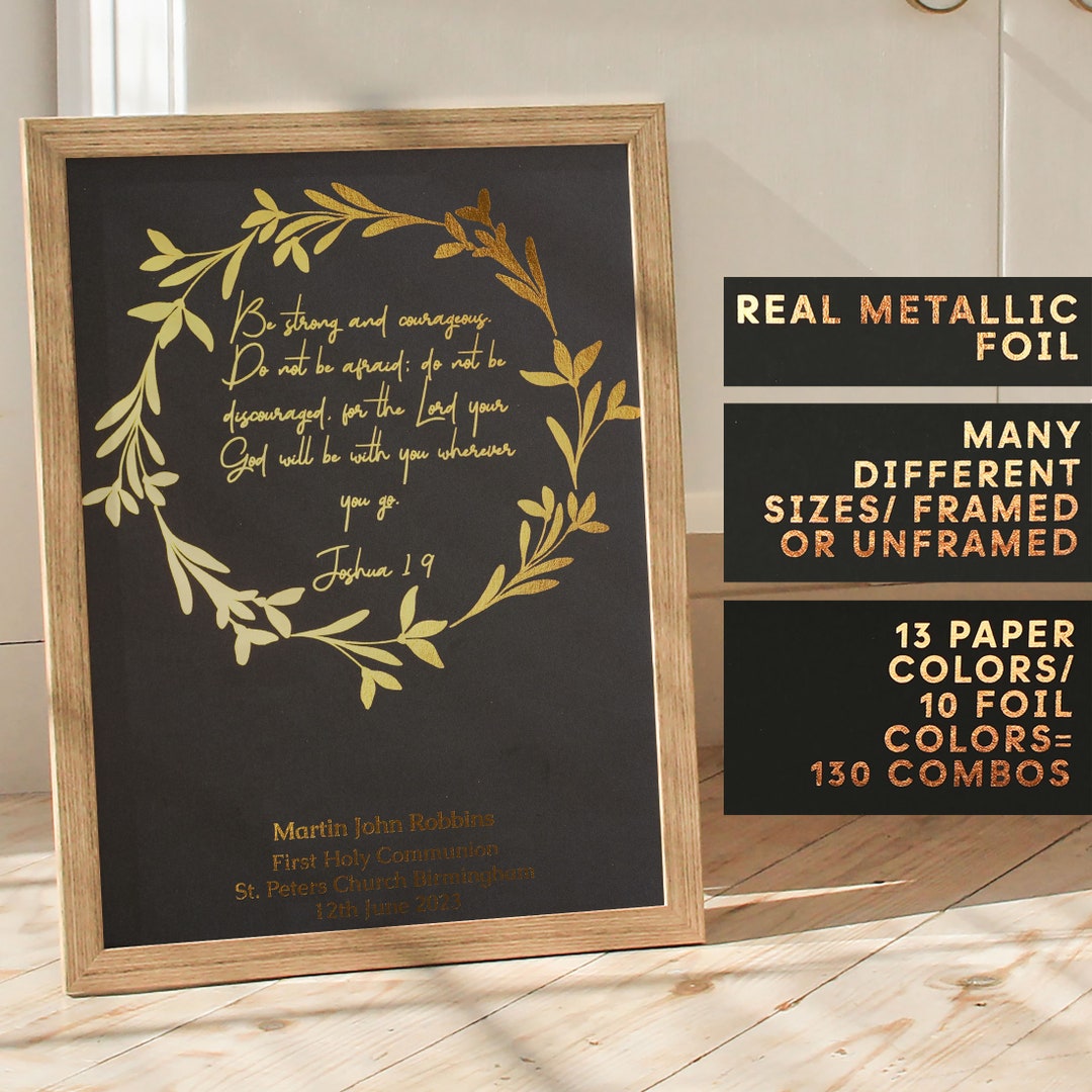 Bible Verse About Courage Gold Foil Print | silver Foil | scripture ...