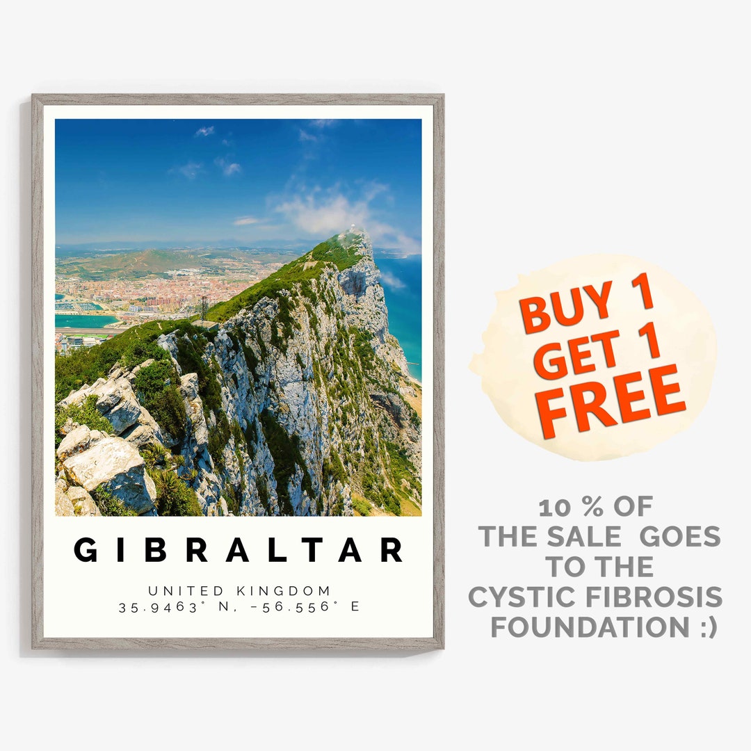 Gibraltar Poster Colorful Print Gibraltar Wall Art Gibraltar - Etsy