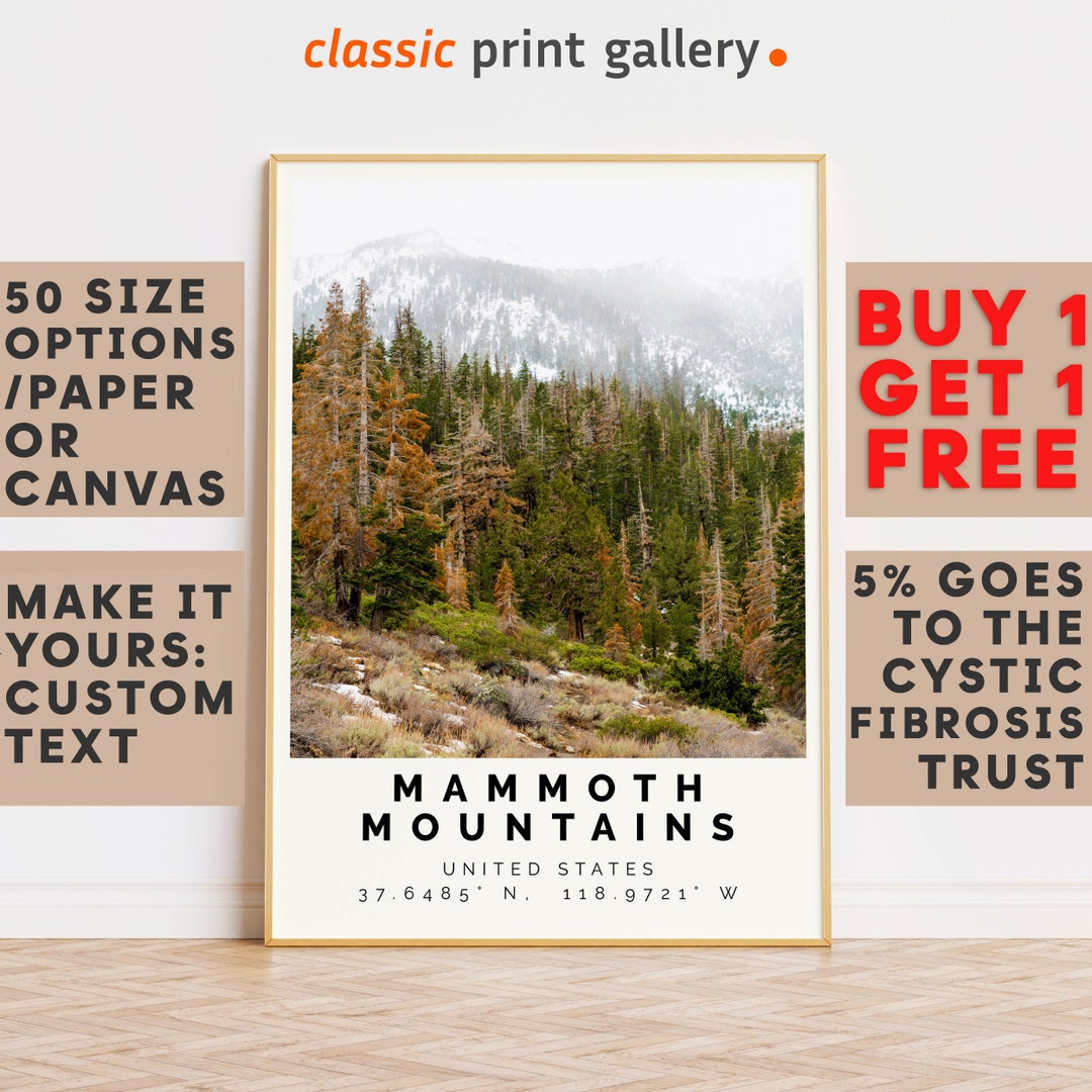 Mammoth Mountains Poster Colorful Print, Mammoth Mountains Wall Art ...