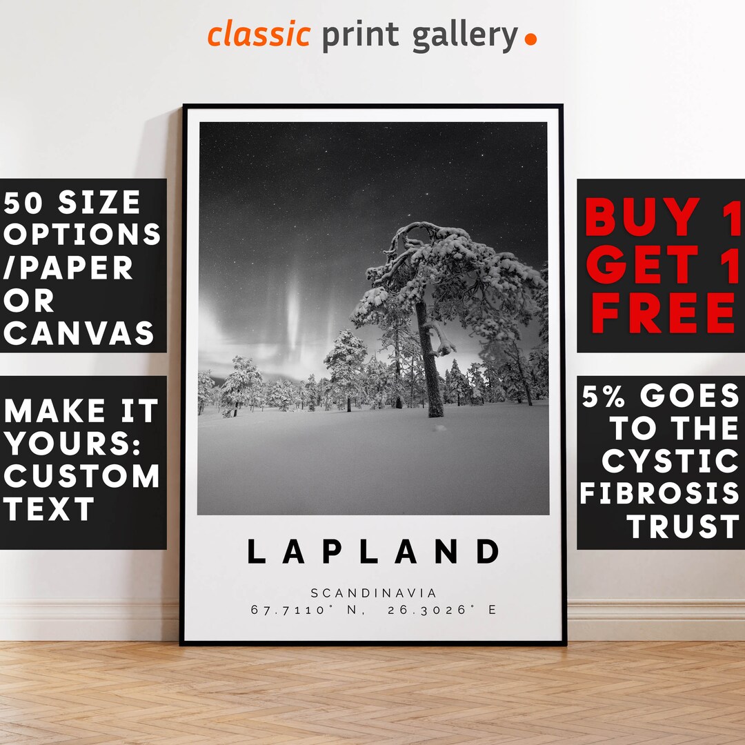 Lapland Print Black and White Photo, Lapland Wall Art, Lapland Travel ...