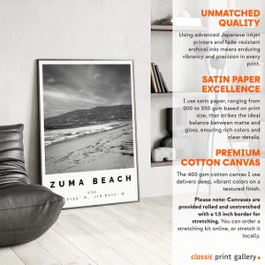 Zuma Beach Print,zuma Beach Wall Art,zuma Beach Black and White Poster ...